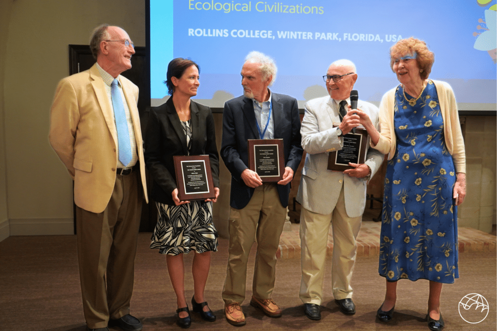 Thomas Berry Award presented to Mirian Vilela, Rick Clugston and Peter Blaze Corcoran for their ...